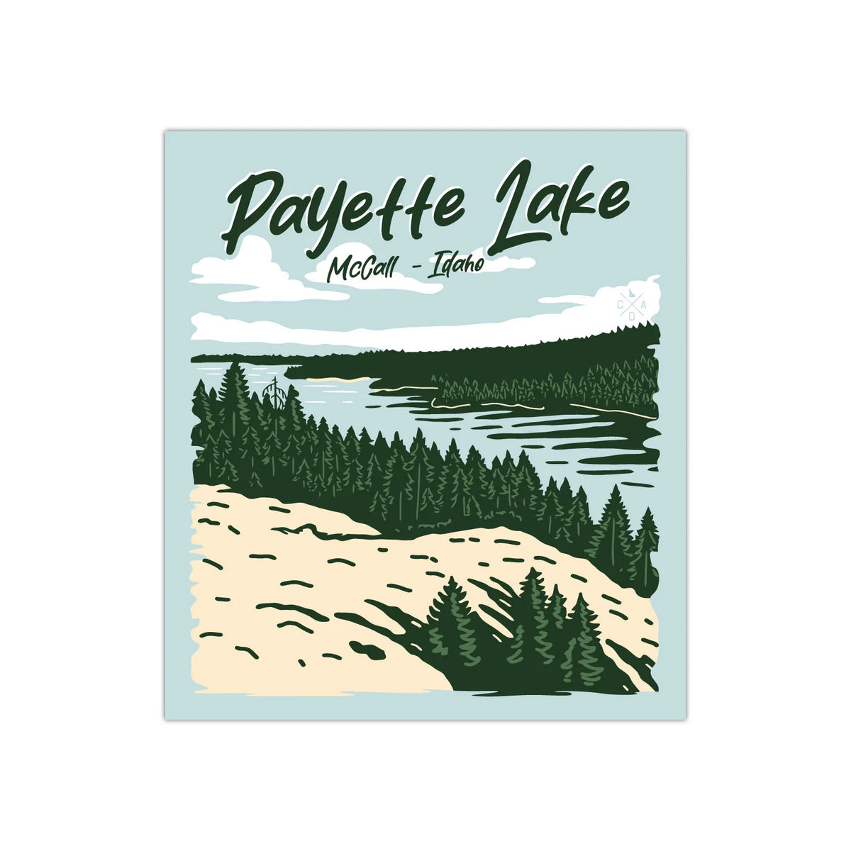 Payette Lake McCall Idaho Sticker, CDA – Handmade Idaho