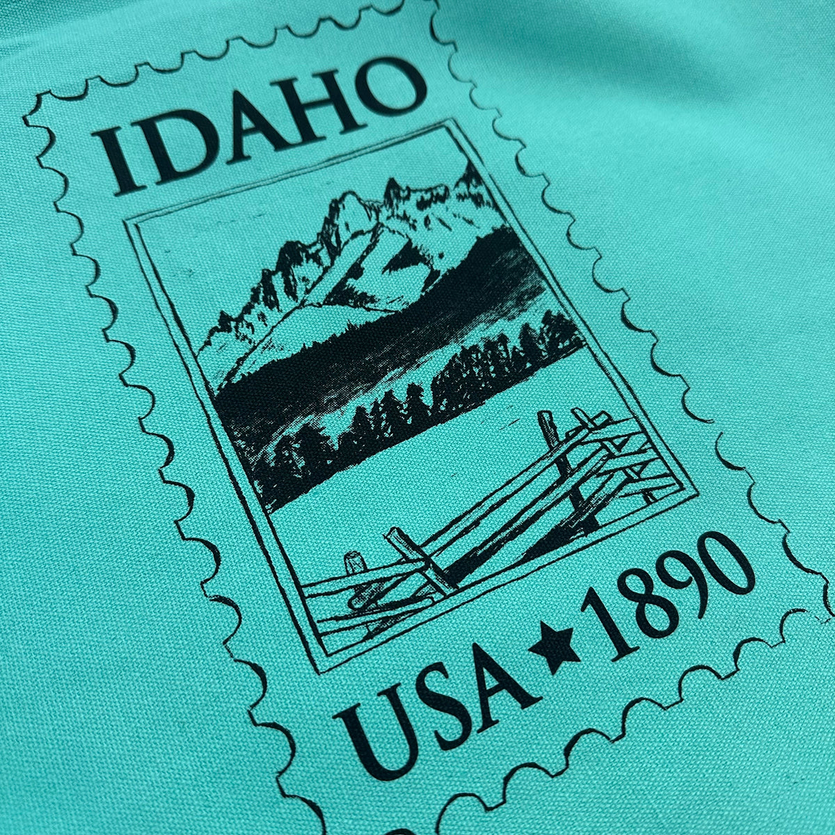 Idaho Postage Stamp Sea Glass Teal Tote Bag, Large Heavy Duty Canvas B ...