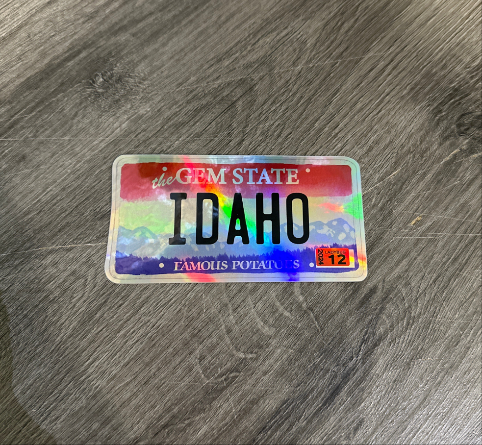 Holographic Idaho License Plate Sticker – Handmade Idaho